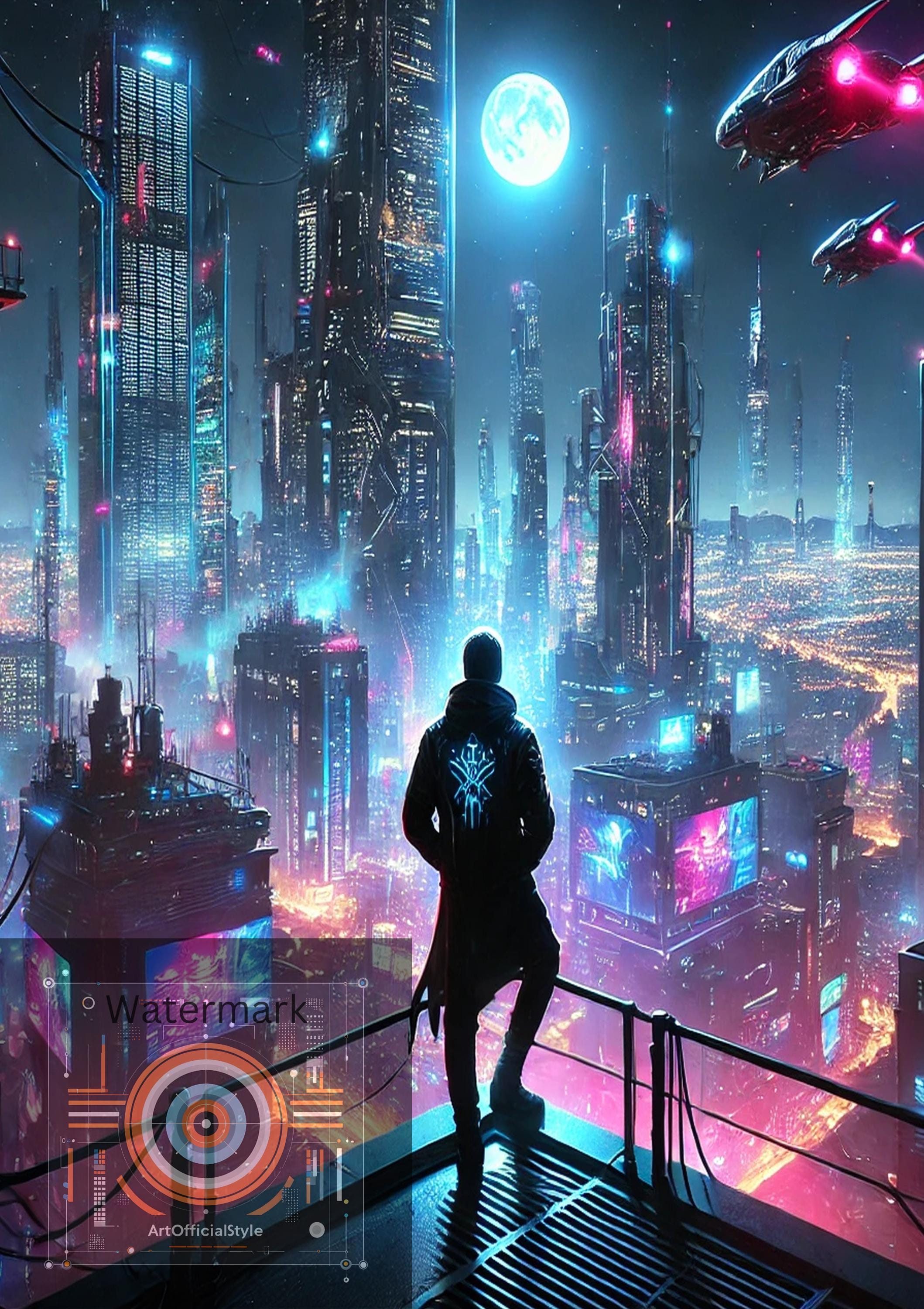 Cyberpunk City Digital Art Bundle | Futuristic Neon Wall Print Set ...