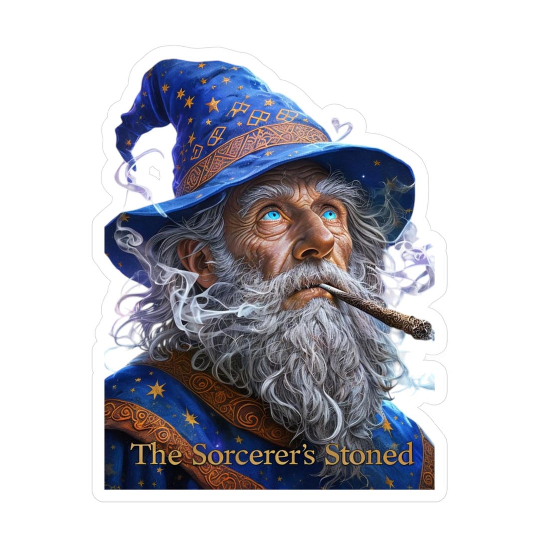 The Sorcerers Stoned Vinyl Sticker Wizard Fantasy Art Mystical ...