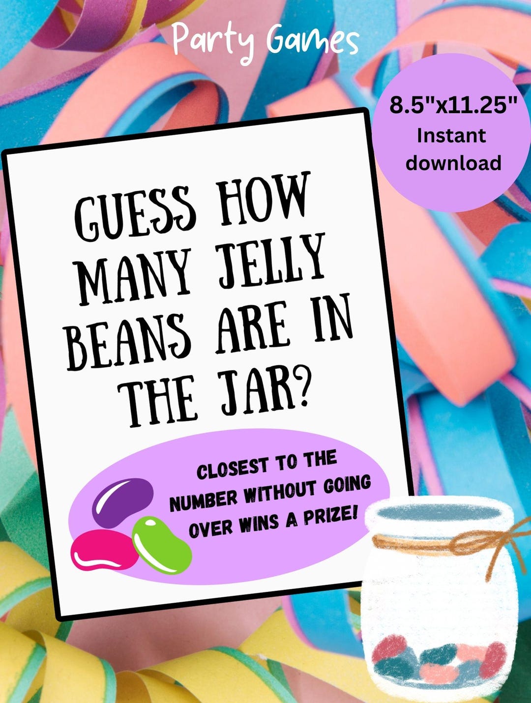 Guess How Many Jellybeans Game | Printable Party Activity (instant ...