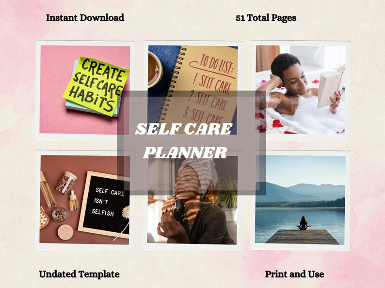 Self Care Planner, Self Care Template, Mental Health Mindfulness ...