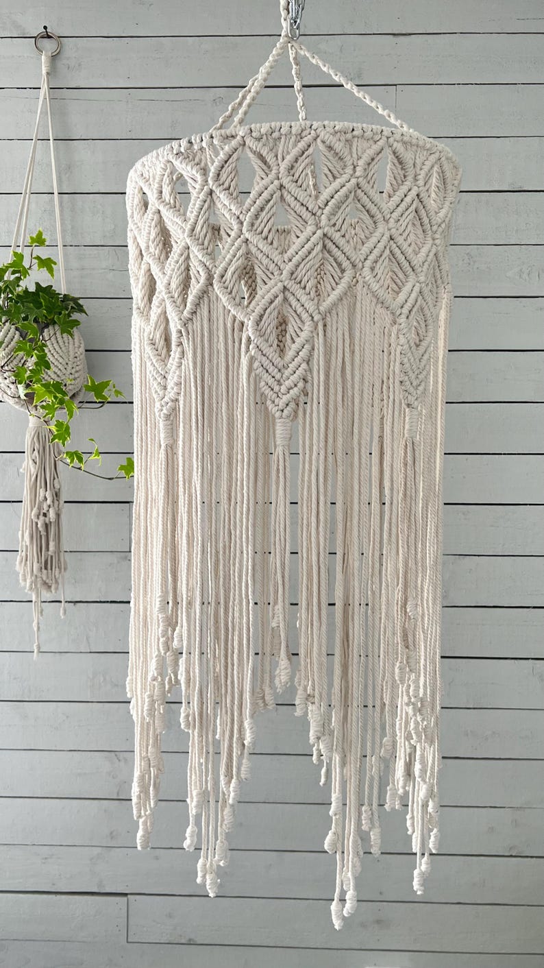 Macrame Lampshade Pattern PDF – DIY Light Shade Tutorial – Boho Pendant ...