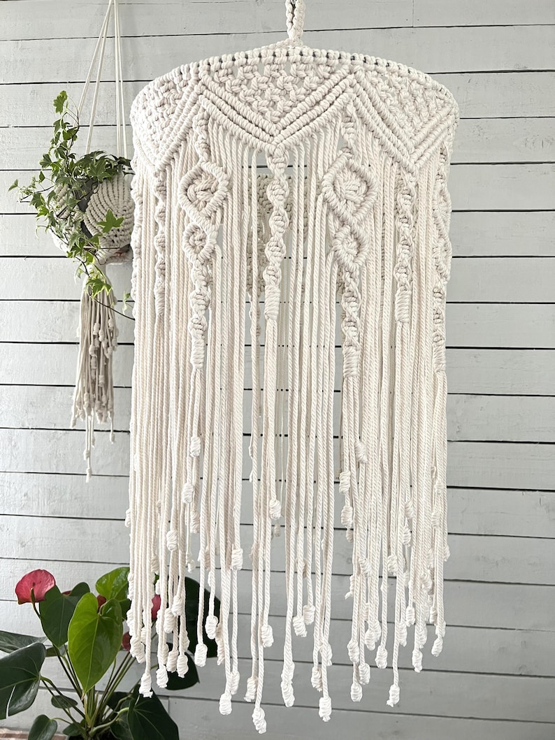 Macrame Lampshade Tutorial PDF – DIY Boho Chandelier Pattern, Light ...