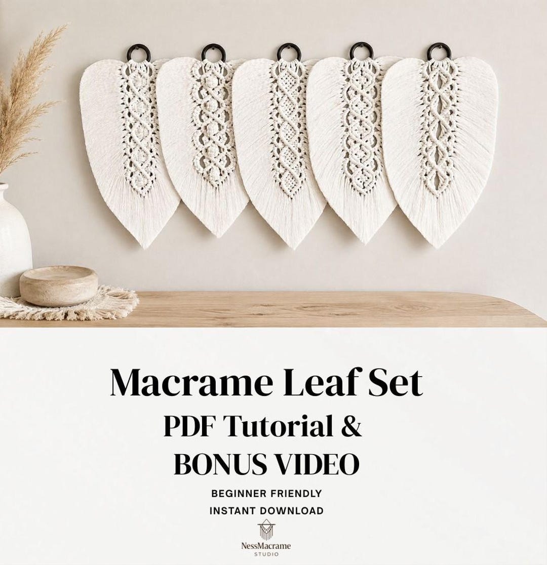Macrame Leaf Pattern Set – 5 PDF Tutorials | DIY Wall Hanging ...