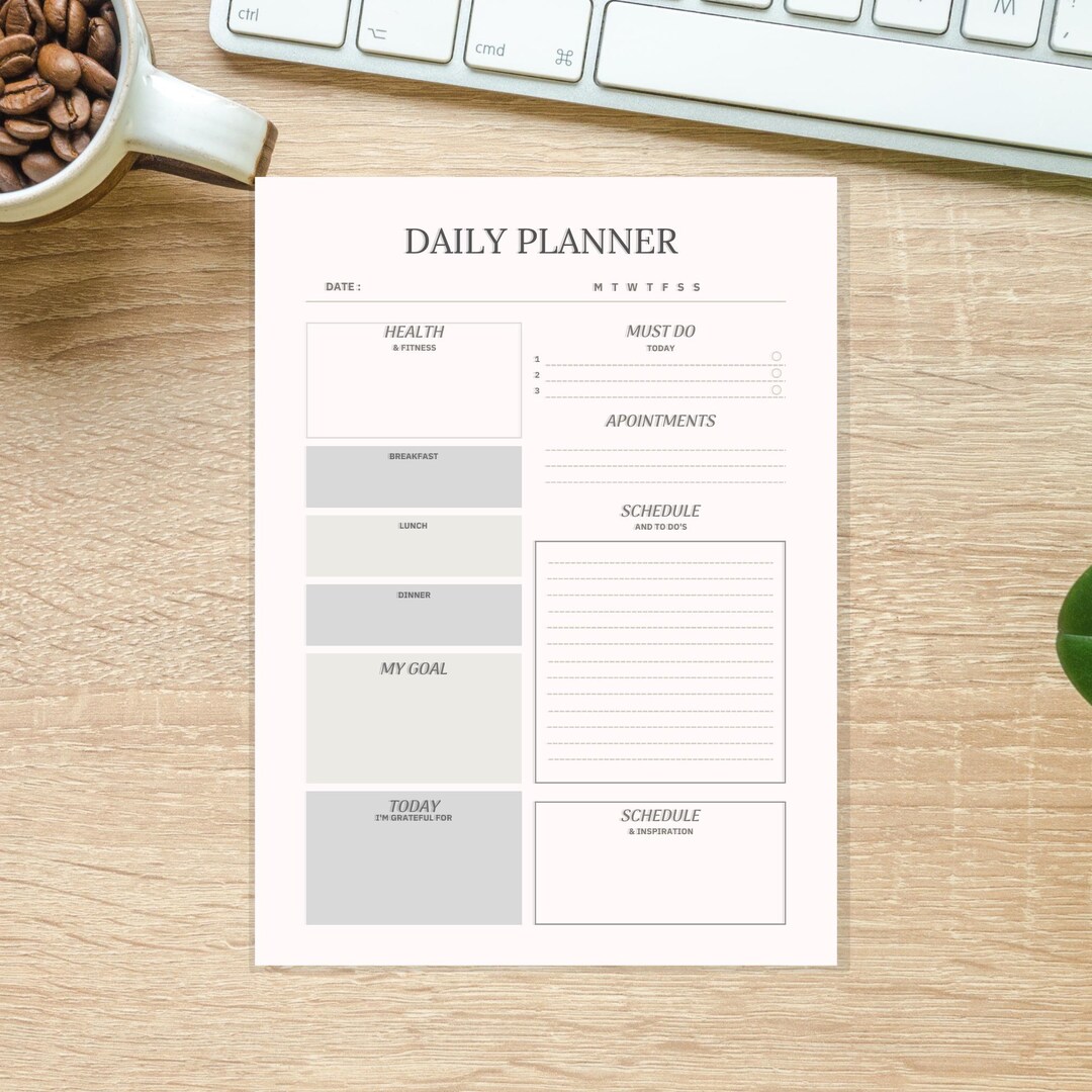 Minimalist Daily Planner |printable PDF | Instant Download - Etsy