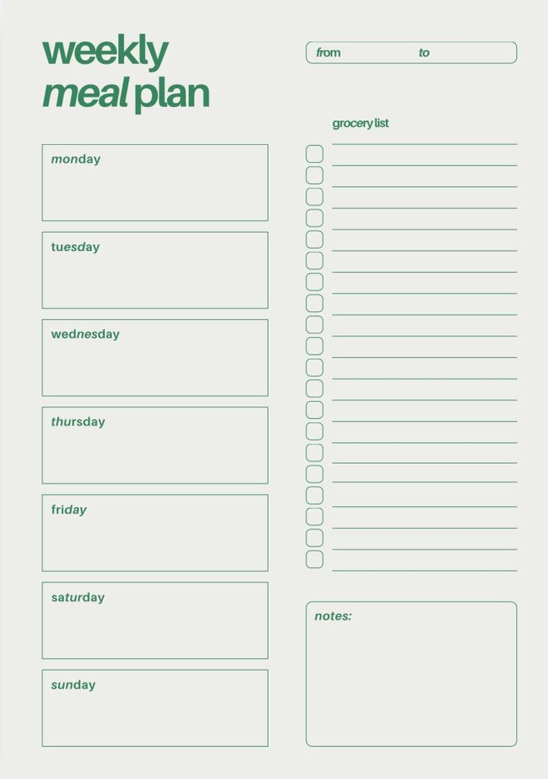 Set of 3 Planners, Weekly Meal Plan, Weekly Planner and Budget Planner ...