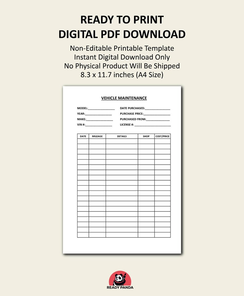 Vehicle Maintenance Log Book, Vehicle Service Tracker, Vehicle Repairs ...