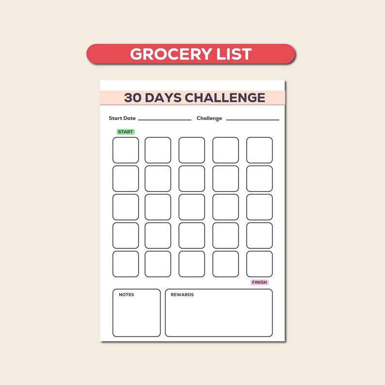 30 Day Challenge Printable: Minimalist Tracker A4 (digital Download) - Etsy