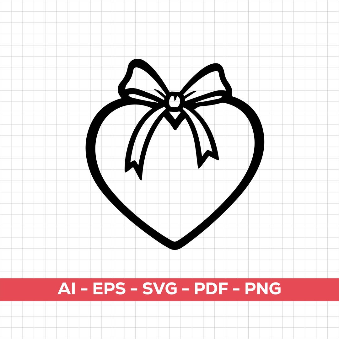 Heart Bow Svg Png: Minimalist Cut Design for Cricut Silhouettecut File ...