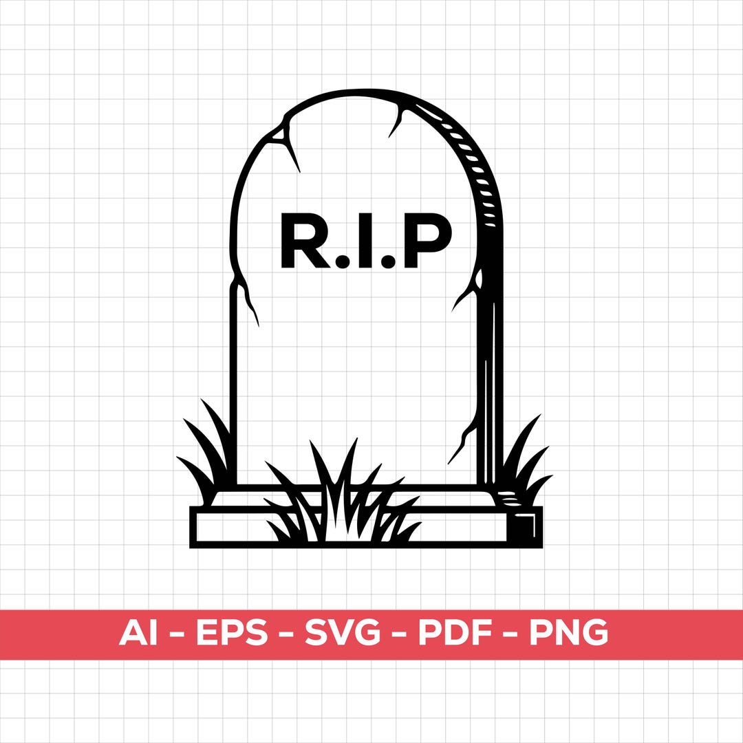 RIP Gravestone SVG, Halloween Tombstone Vector Outline Cut File for ...