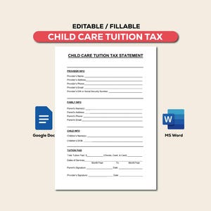 DAYCARE TAX STATEMENT / Childcare Center Printable End of the Year ...