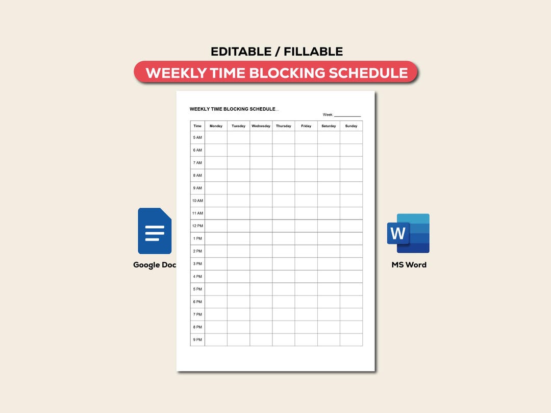 Weekly Time Blocking Schedule | Weekly Time Plan | Weekly Plan Template ...