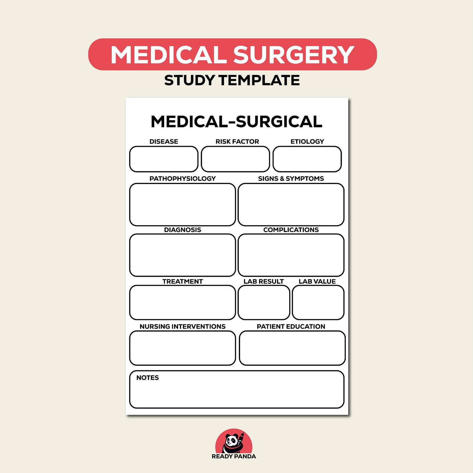 Medical Surgical Nursing Template: Printable Med Surg Study Guide (PDF ...