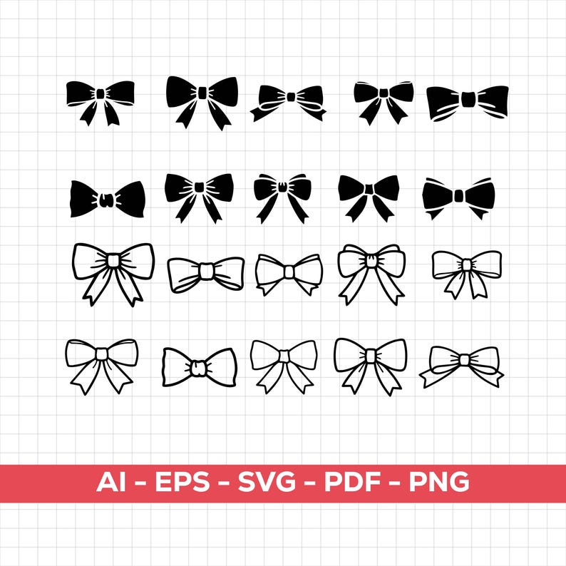Black Bow Svg Bundle, Ribbon Svg, Ribbons, Cut Files, Clipart ...