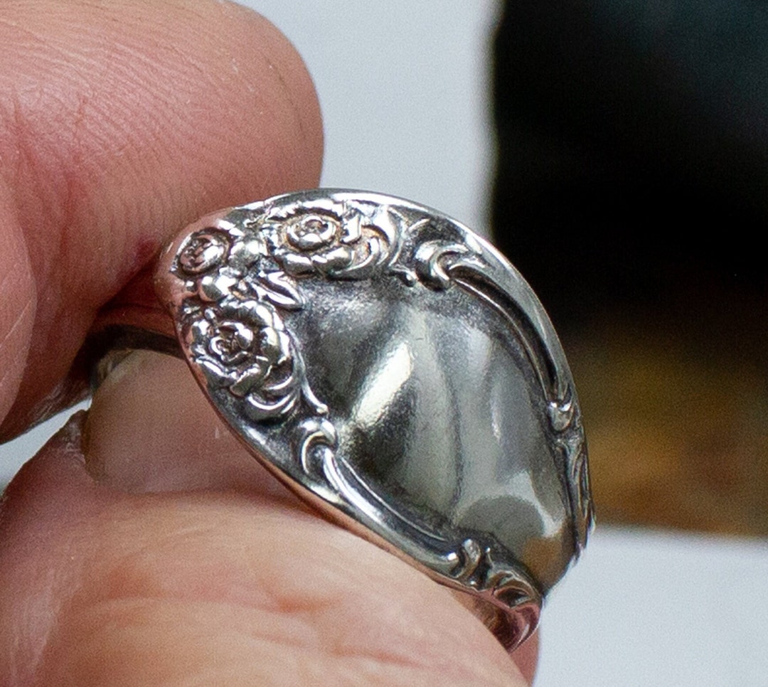 Silver Spoon Rings, Mid-century Spoon Rings, Flower Teaspoon Ring ...