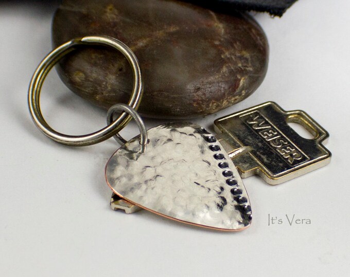 Key Ring, Guitar Pick, Music, Guitar Pick Ring, Handmade Ring, Keys ...