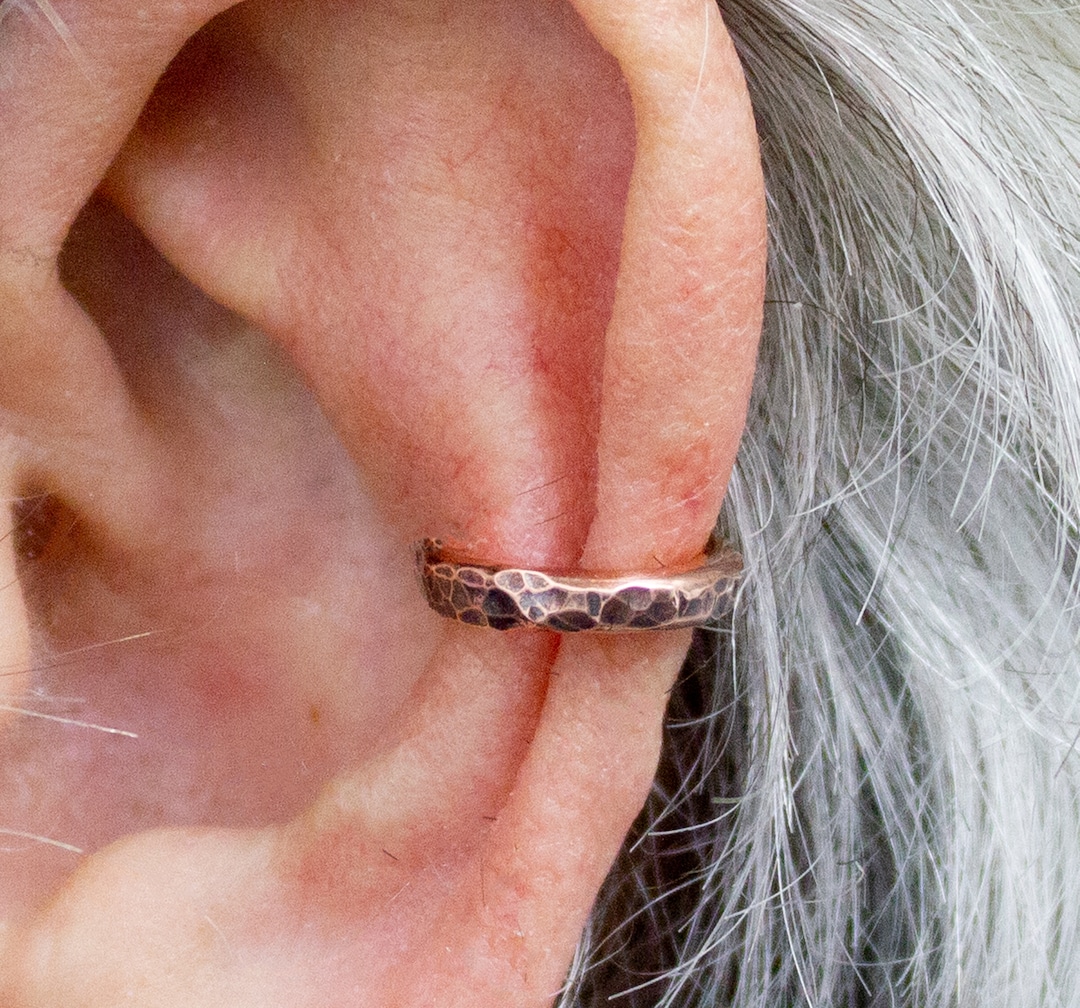 Hammered Copper Ear Cuff, Tiny Snake Skin Ear Cuff, Small Earrings ...