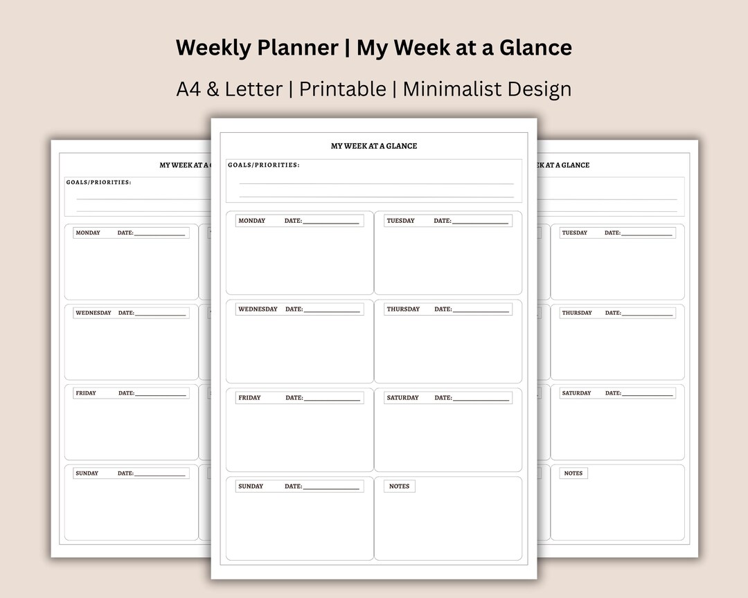 2026 Minimalist Weekly Planner Printable | A4, Letter (digital Download ...