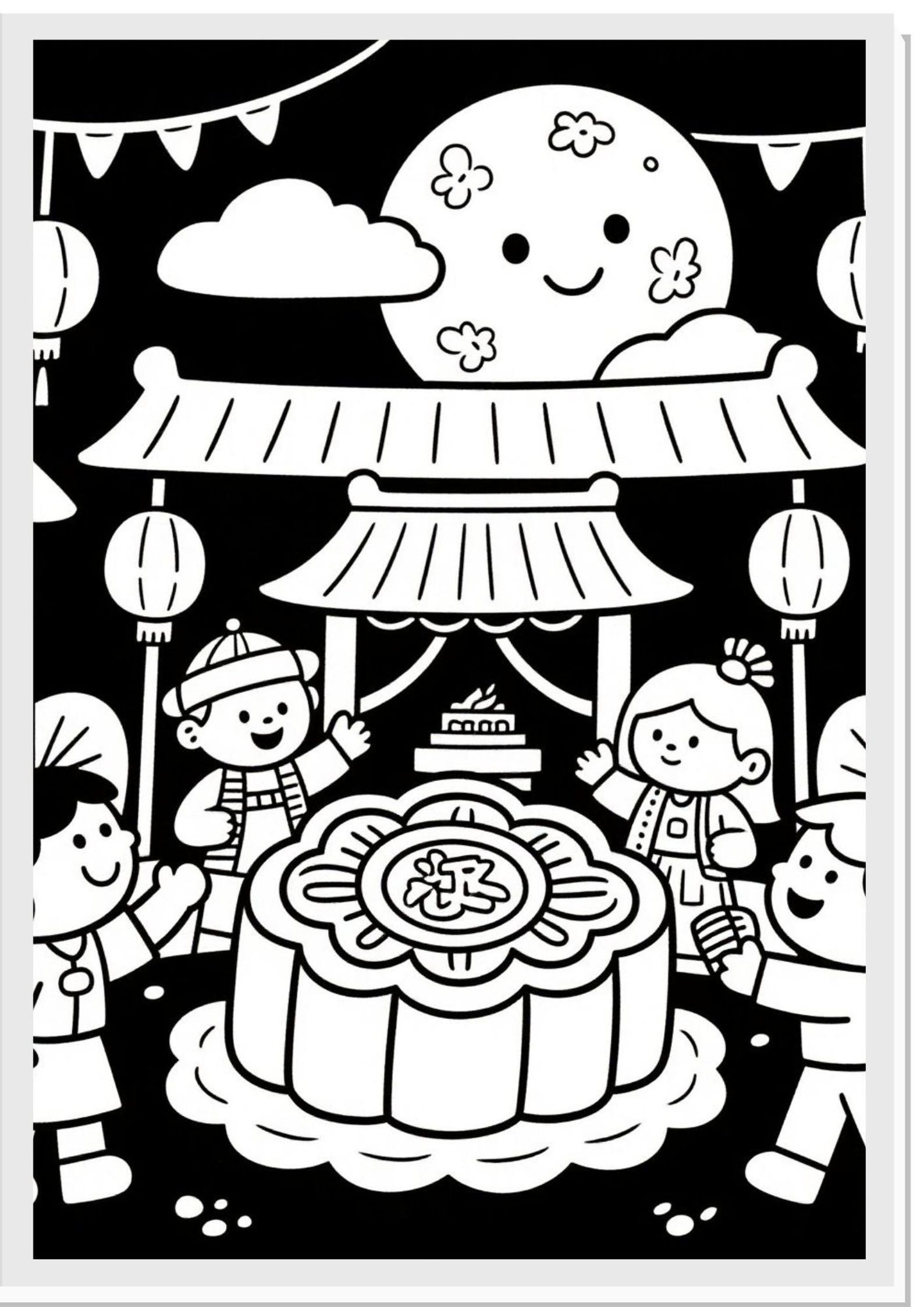 Mooncake Magic: Coloring Fun for Kids (14 Pages) - Etsy