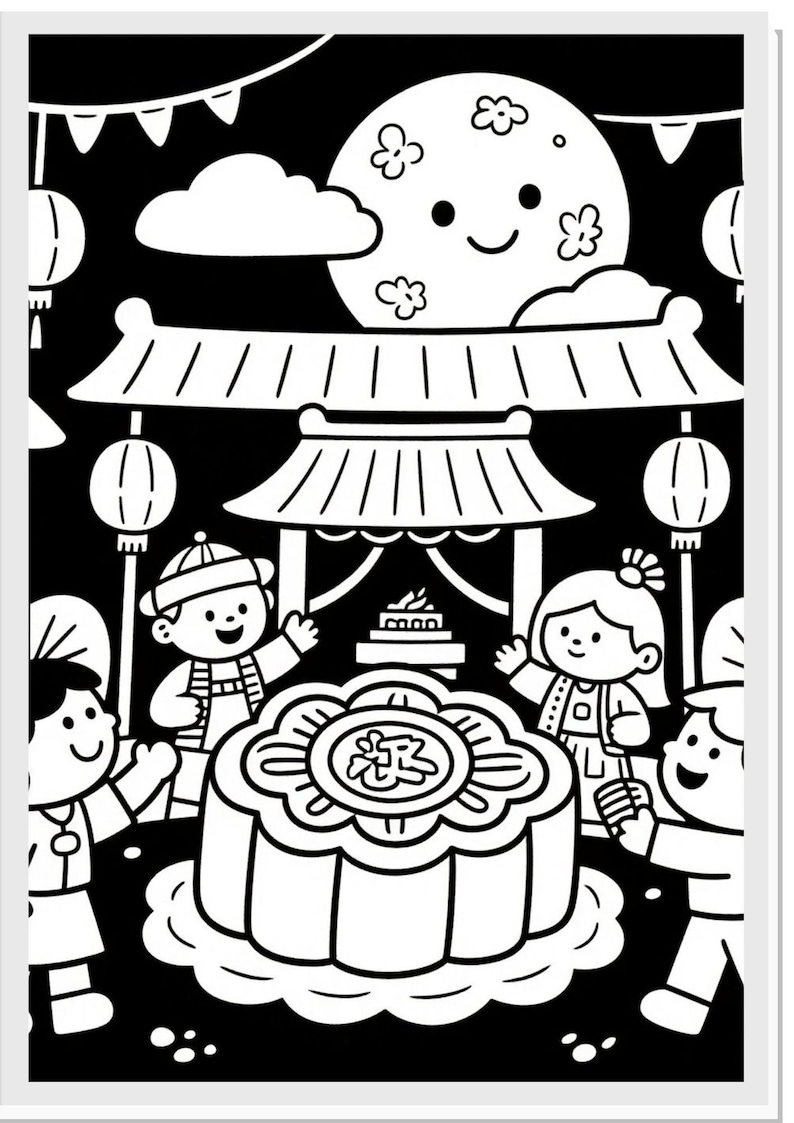 Mooncake Magic: Coloring Fun for Kids (14 Pages) - Etsy