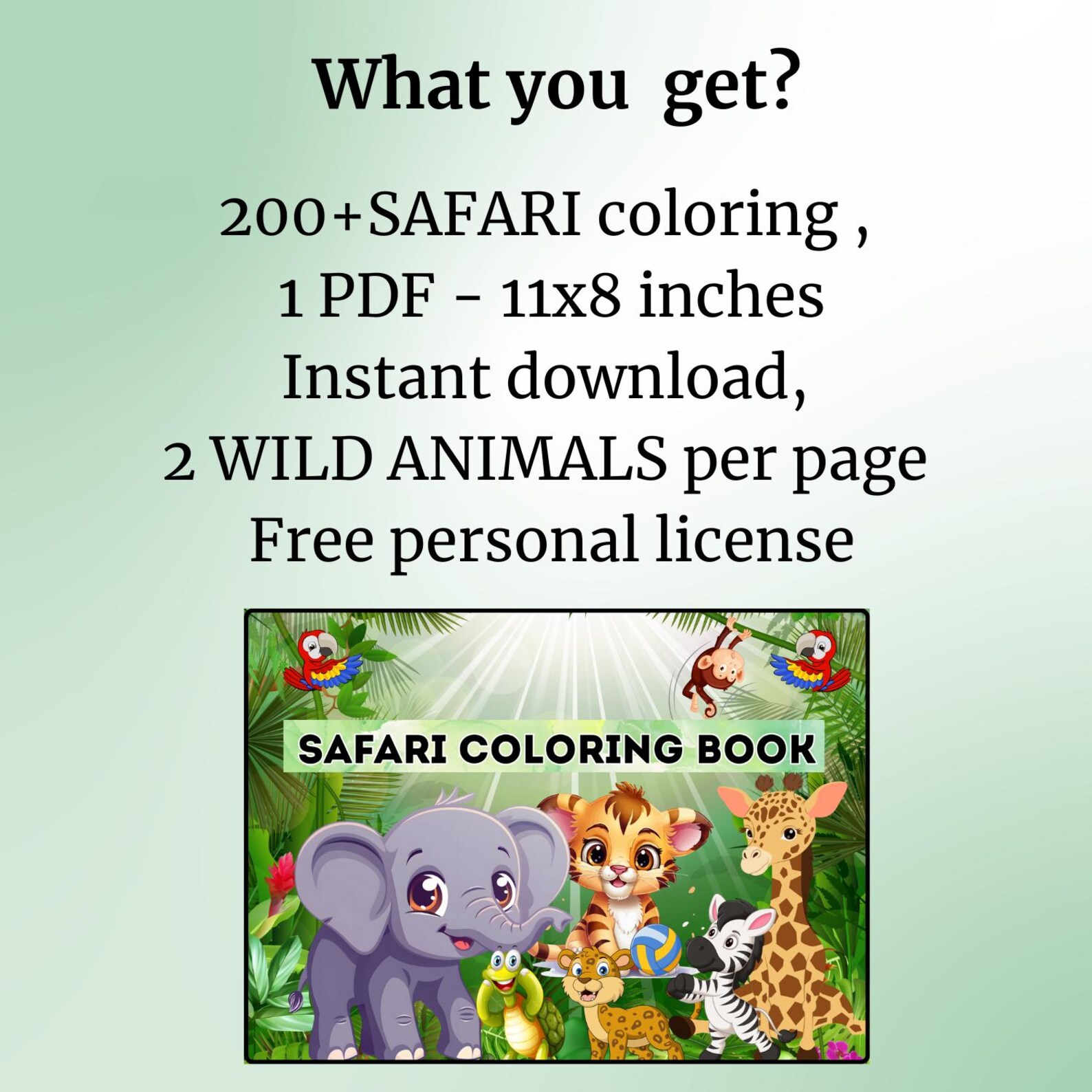 Safari Animals Coloring Book for Kids 200+ Pages | Wild Animals Book ...