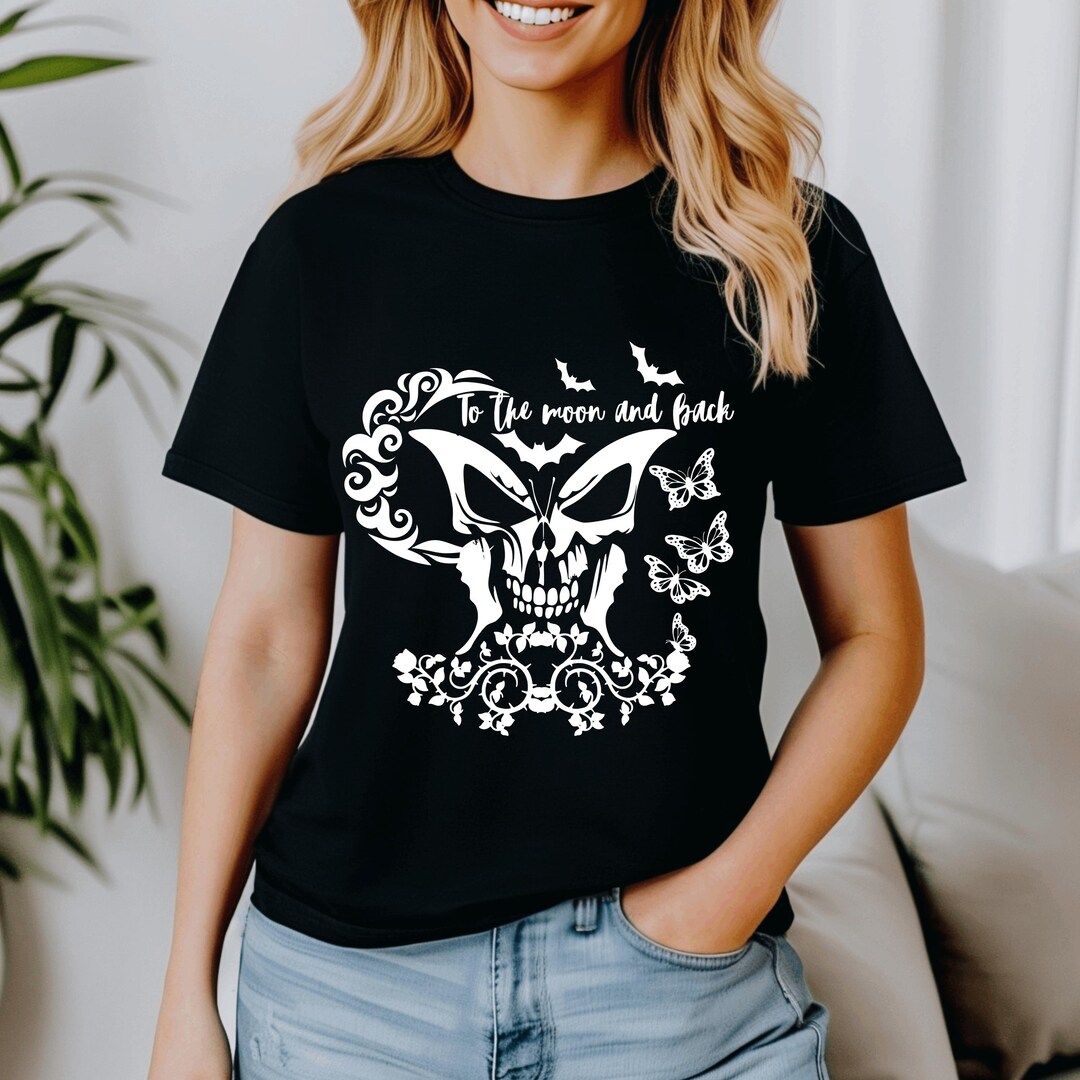 Gothic Butterfly Skull Tattoo T-shirt, Dark Aesthetic Witchy Shirt ...
