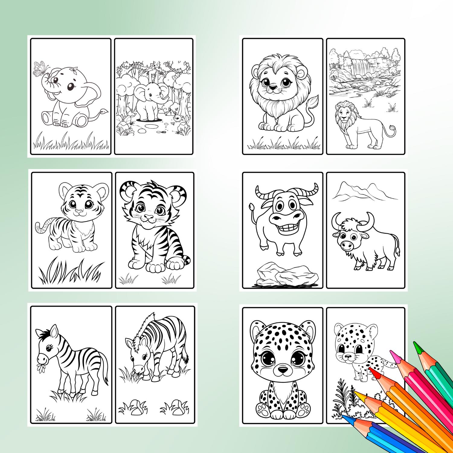 Safari Animals Coloring Book for Kids 200+ Pages | Wild Animals Book ...