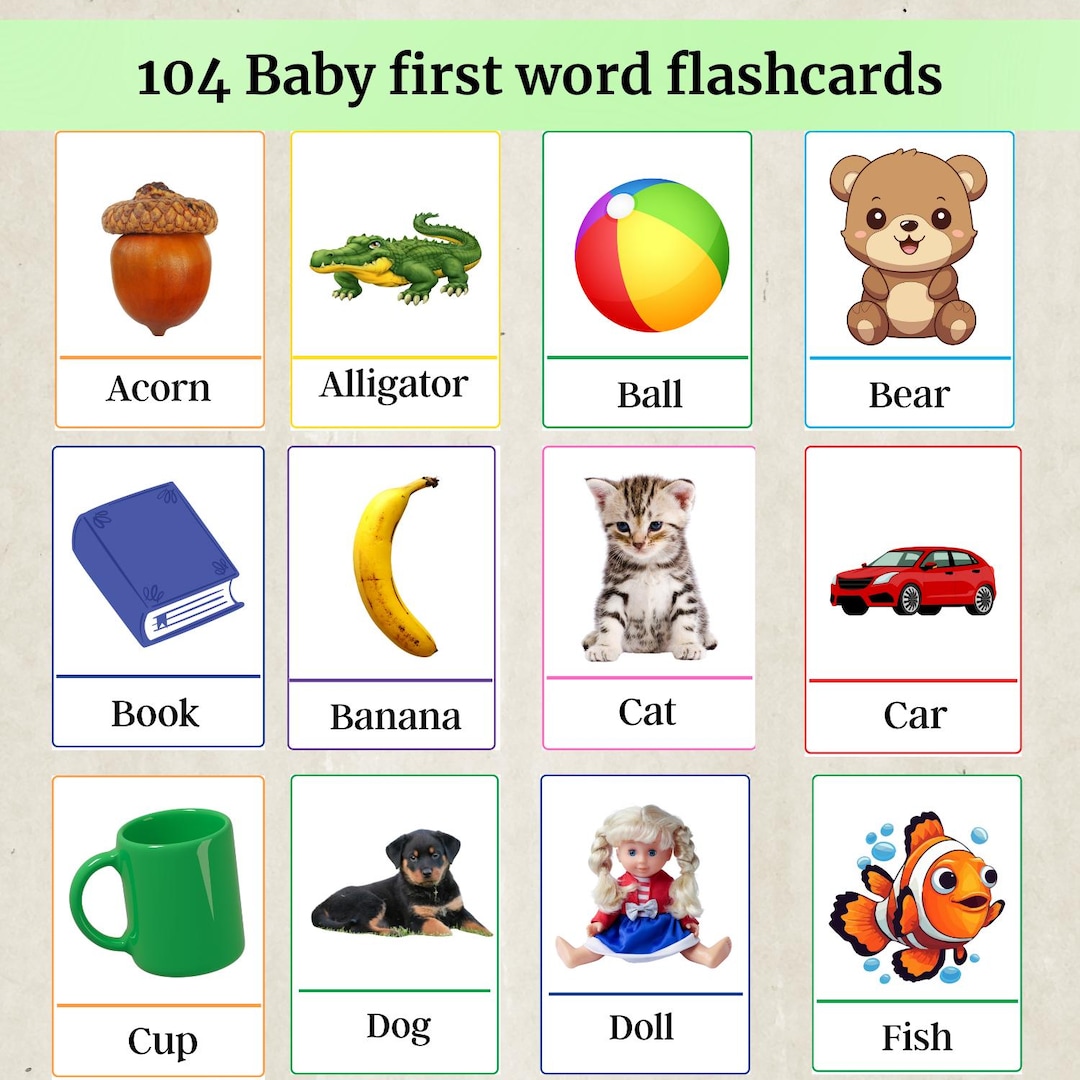 100+ Baby Flashcards, First Word Flash Cards, Kids Activity Pdf ...