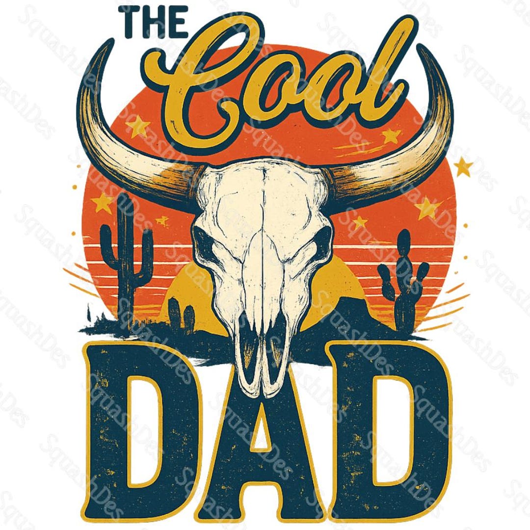 Cool Dad Skull Png, Western Dad Png, Retro Father’s Day Png, Cowboy Dad ...