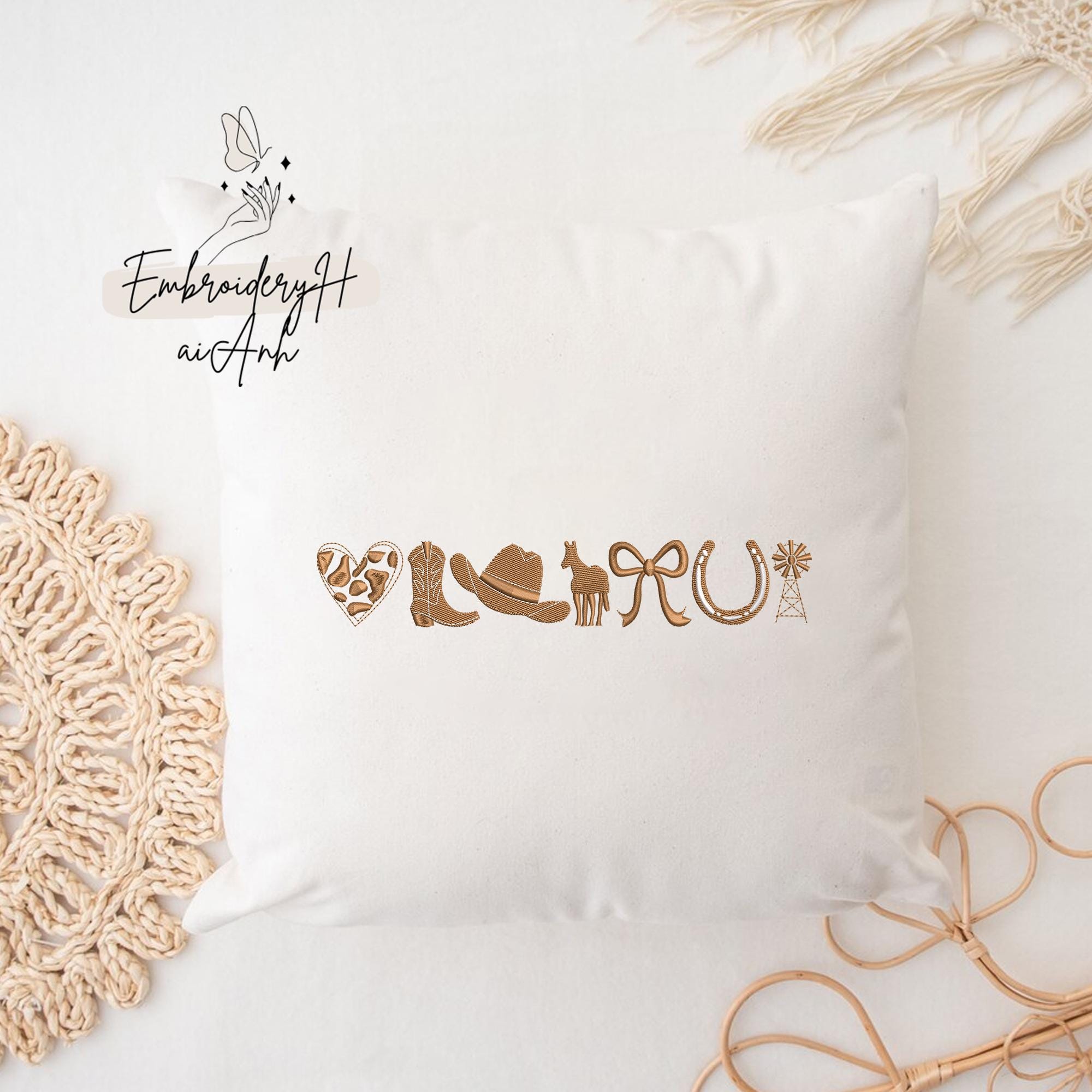 Cowboy Western Embroidery Design, Vintage Country Machine Embroidery ...