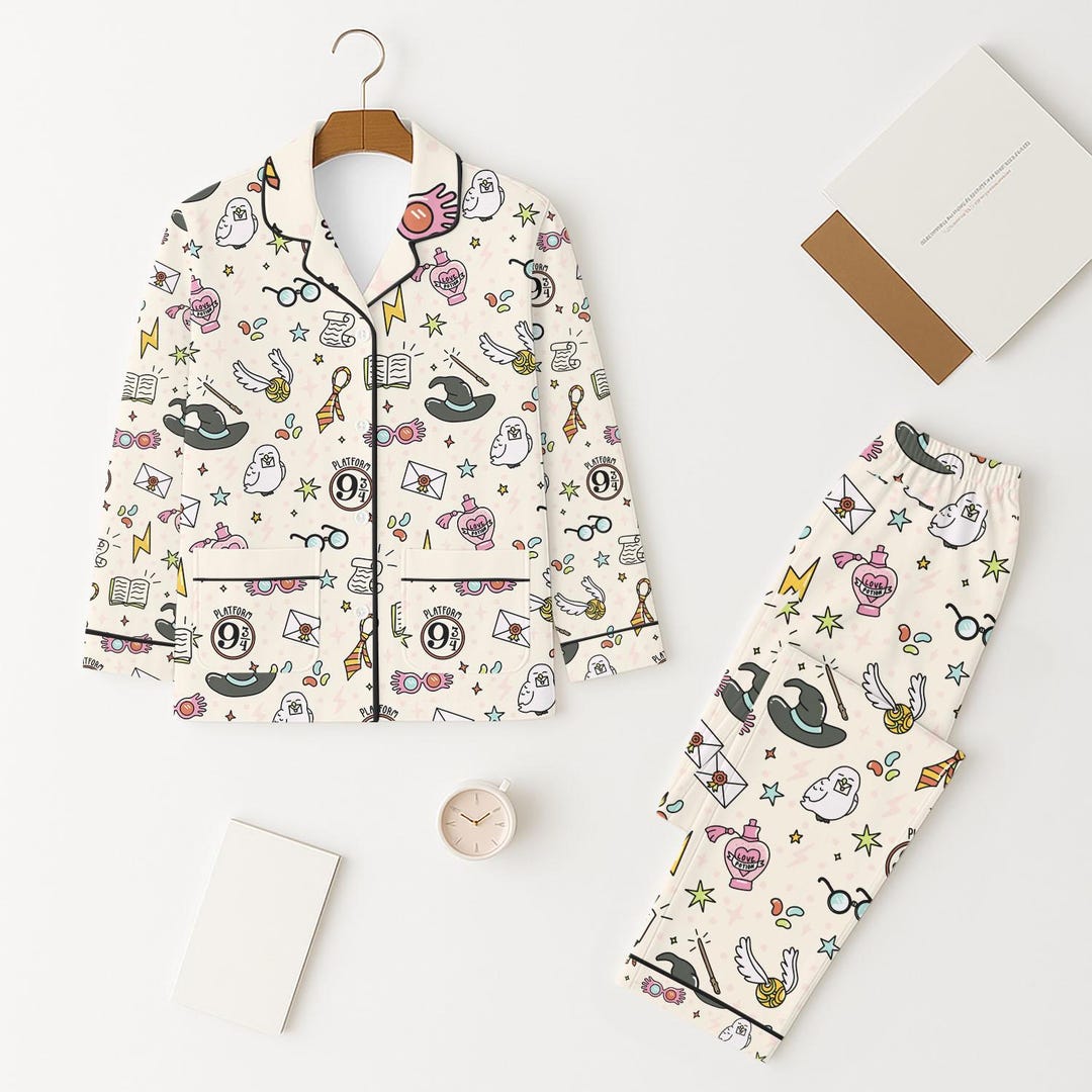 Halloween Wizard Magic Pajama Set, Cute Owl Sleepwear, Witch Theme ...