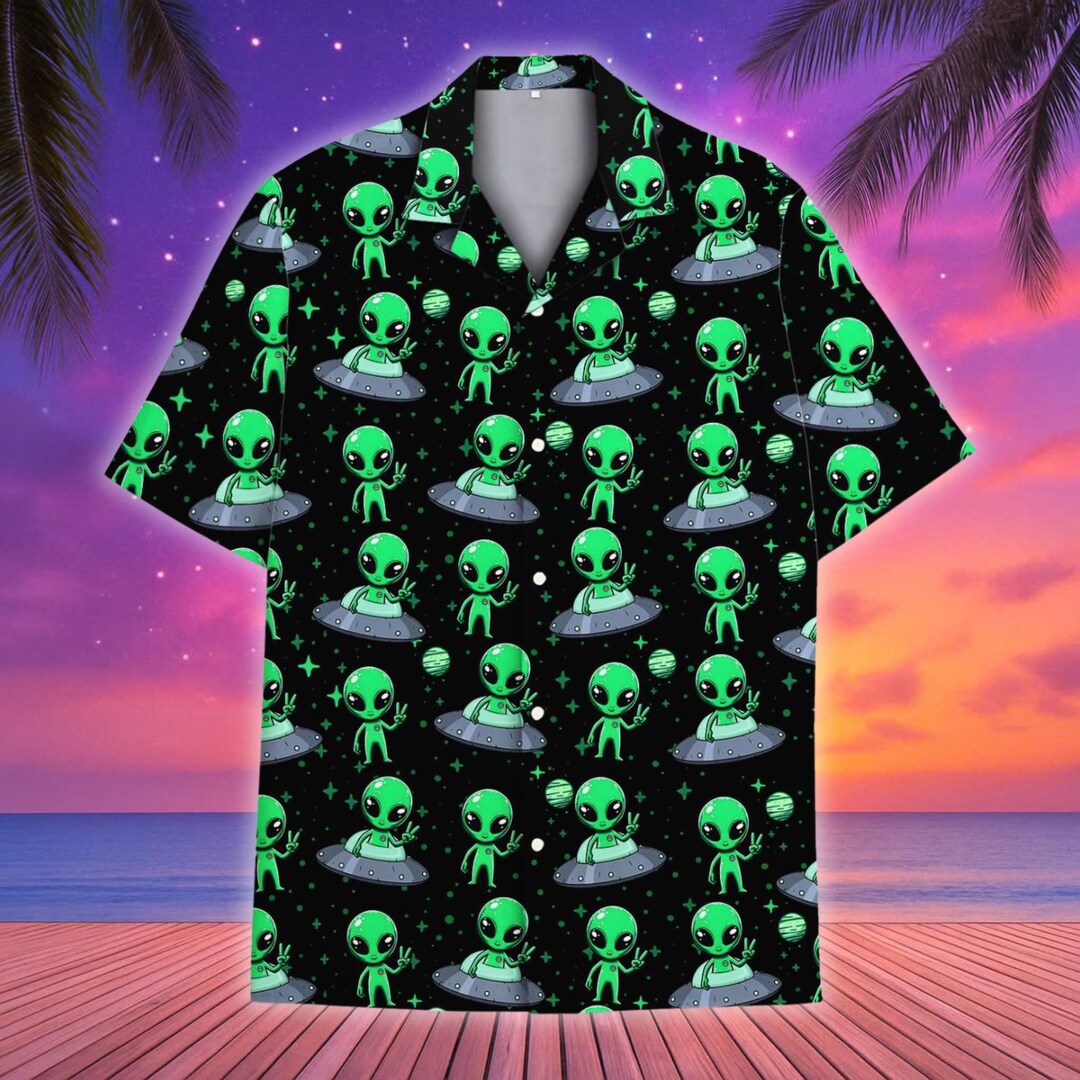 Alien Hawaiian Shirt and Shorts, UFO Aloha Shirt, Summer Beach Shirt ...