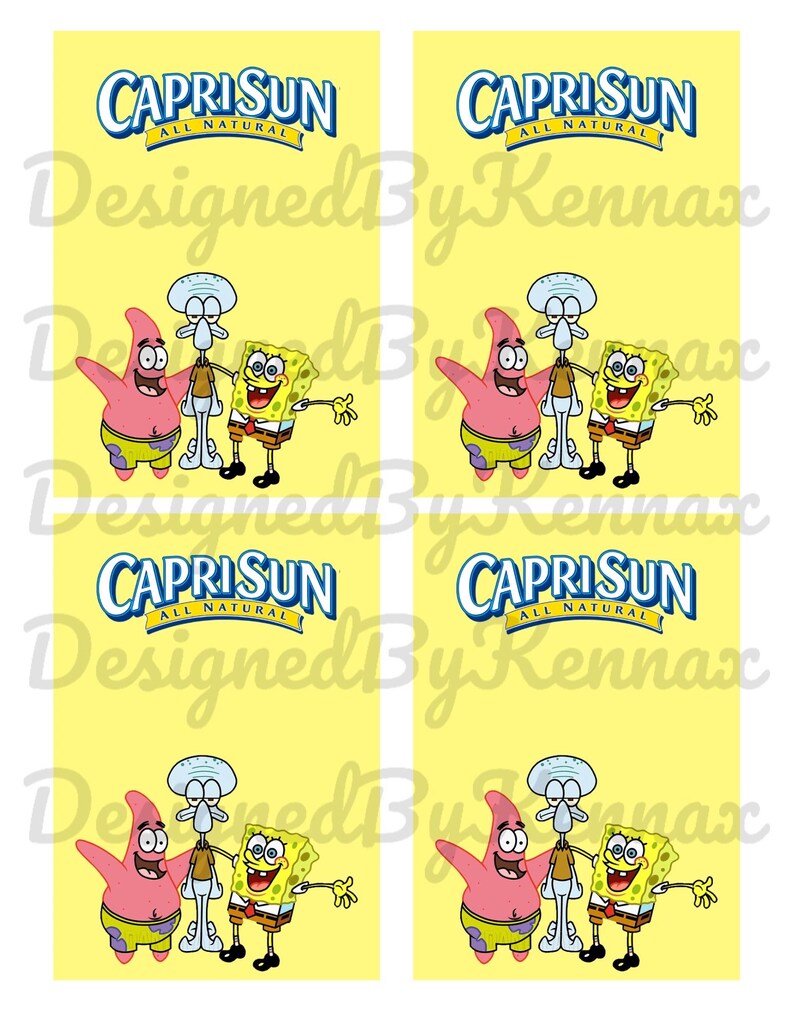 Sponge Caprisun Wrap, Template, Png, Svg, Chip Bag - Etsy