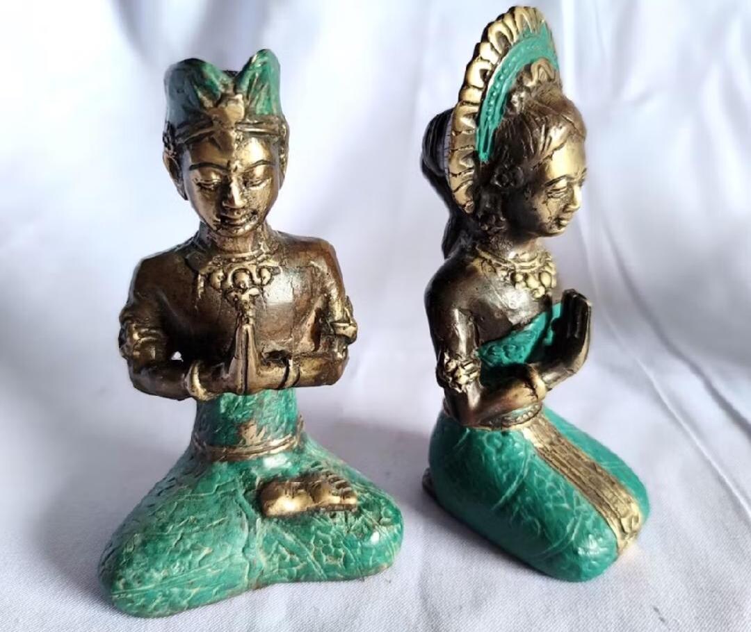 Souvenir Gift Brass Welcome Bride Statue Vintage Set of 2 | Statue ...