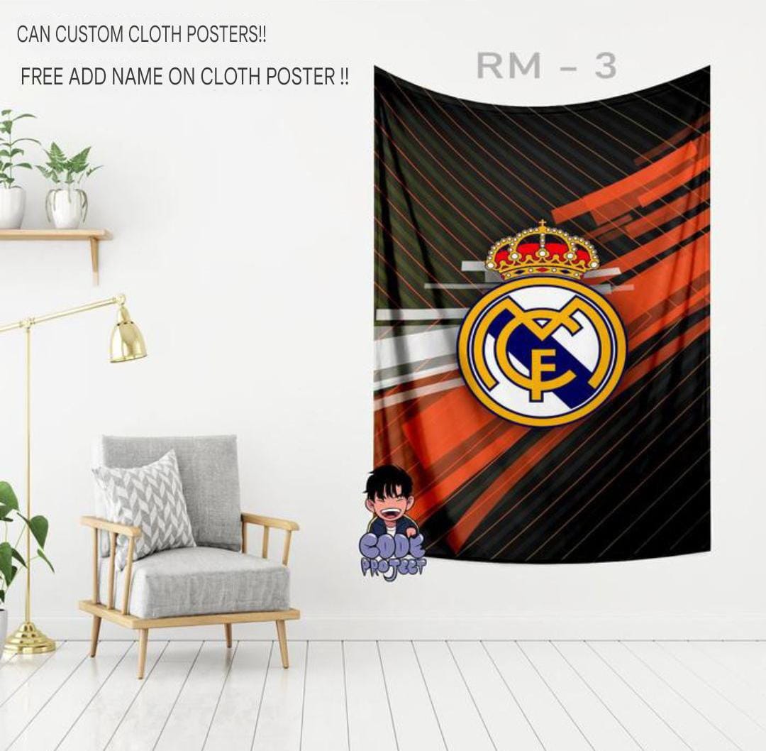Real Madrid Wall Decoration - Cloth Wall Decor - Vintage Room Wall ...