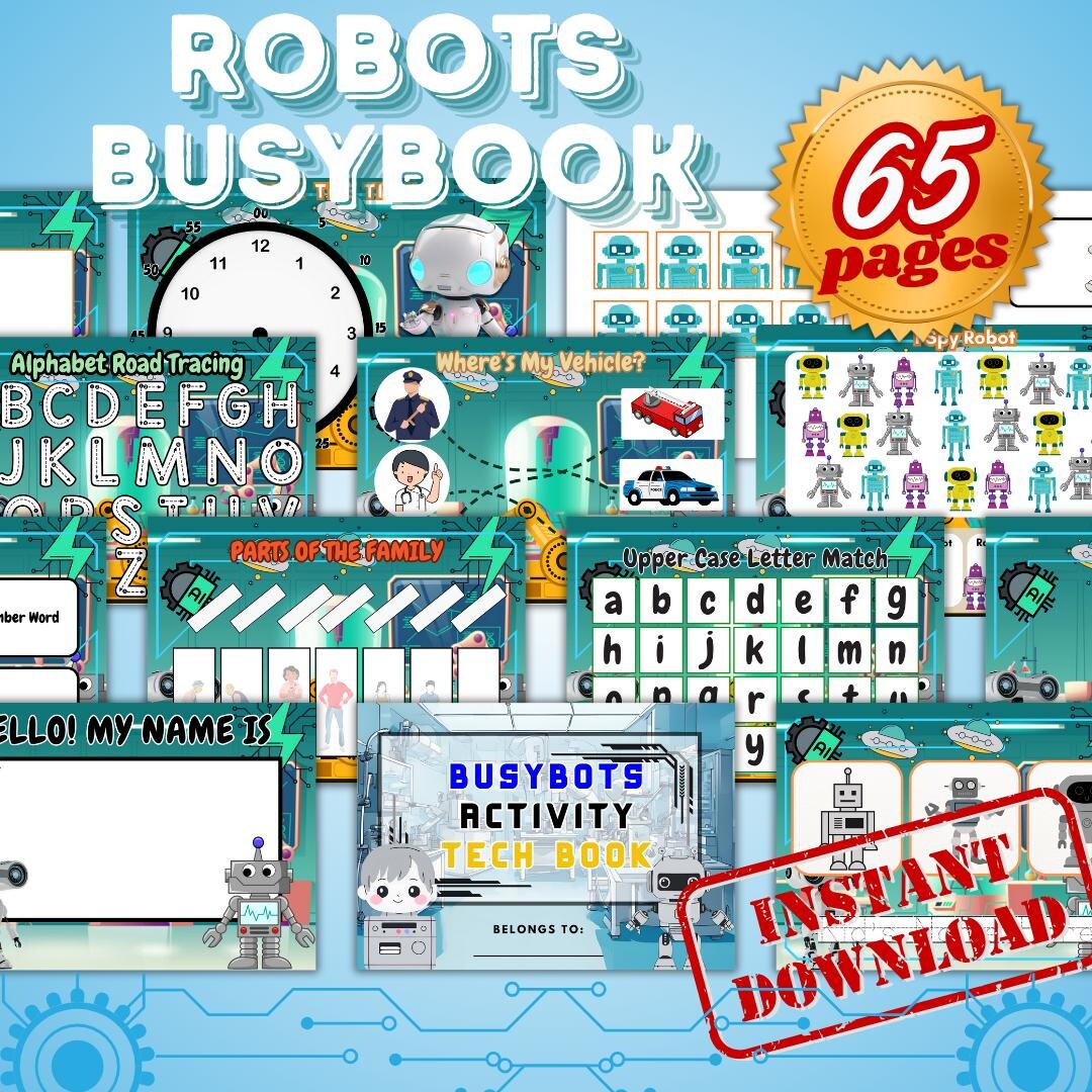 Robots Busybooks EDITABLE PRINTABLE TEMPLATES | Busy Books | Robots - Etsy