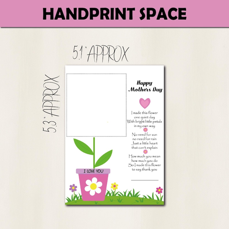 Mother's Day Flower Handprint Art Craft Printable | Kids Mothers Day ...