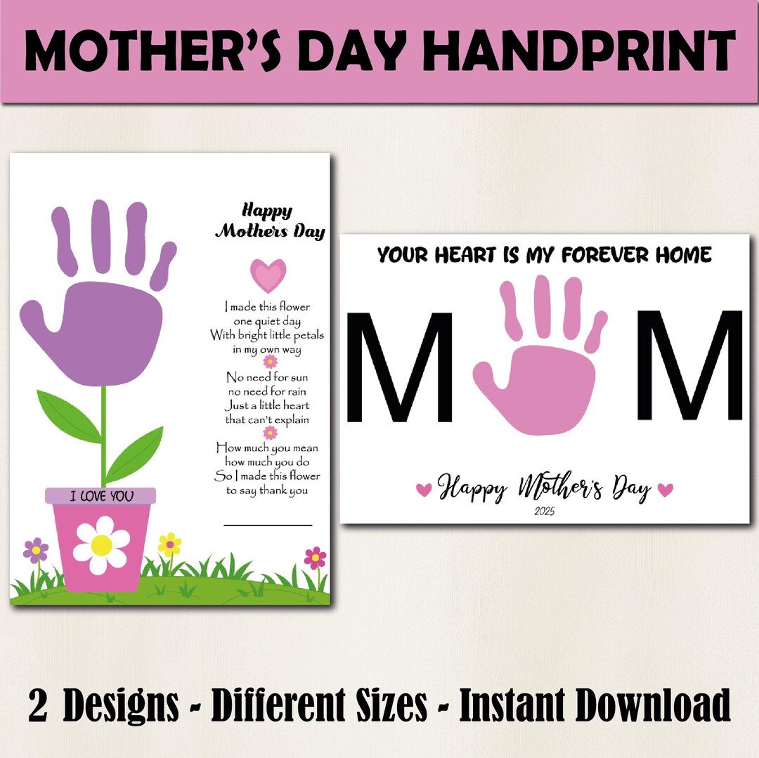 Mother's Day Flower Handprint Art Craft Printable | Kids Mothers Day ...