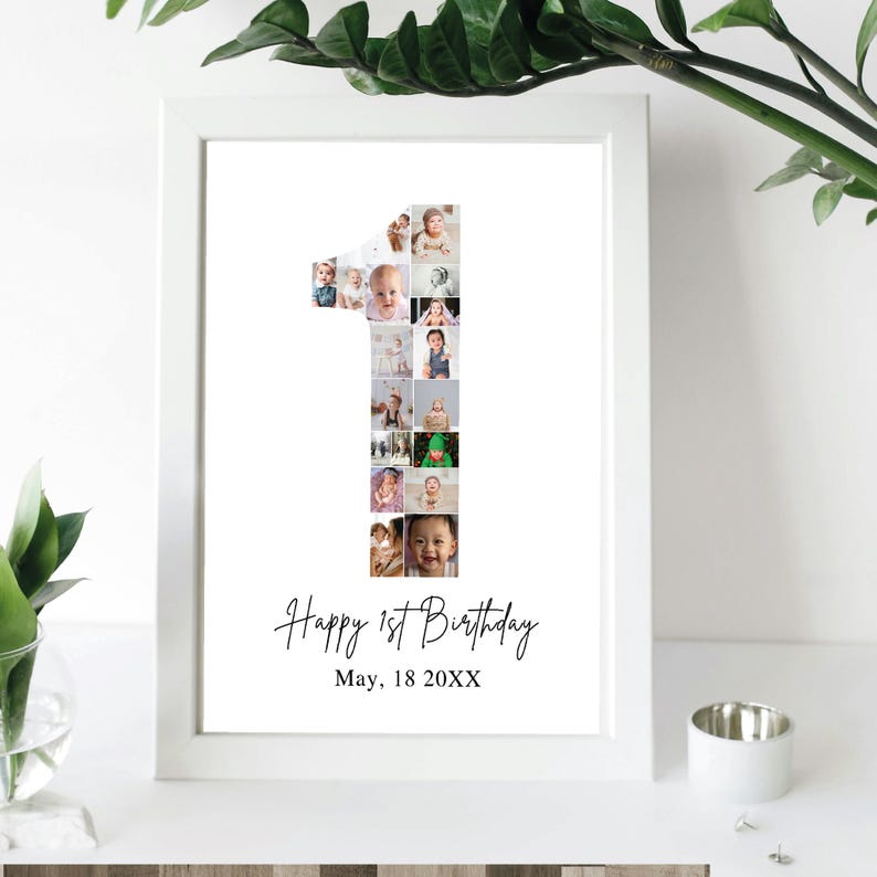 Birthday Number 1 Photo Collage| Birthday Gift| First Birthday Photo ...