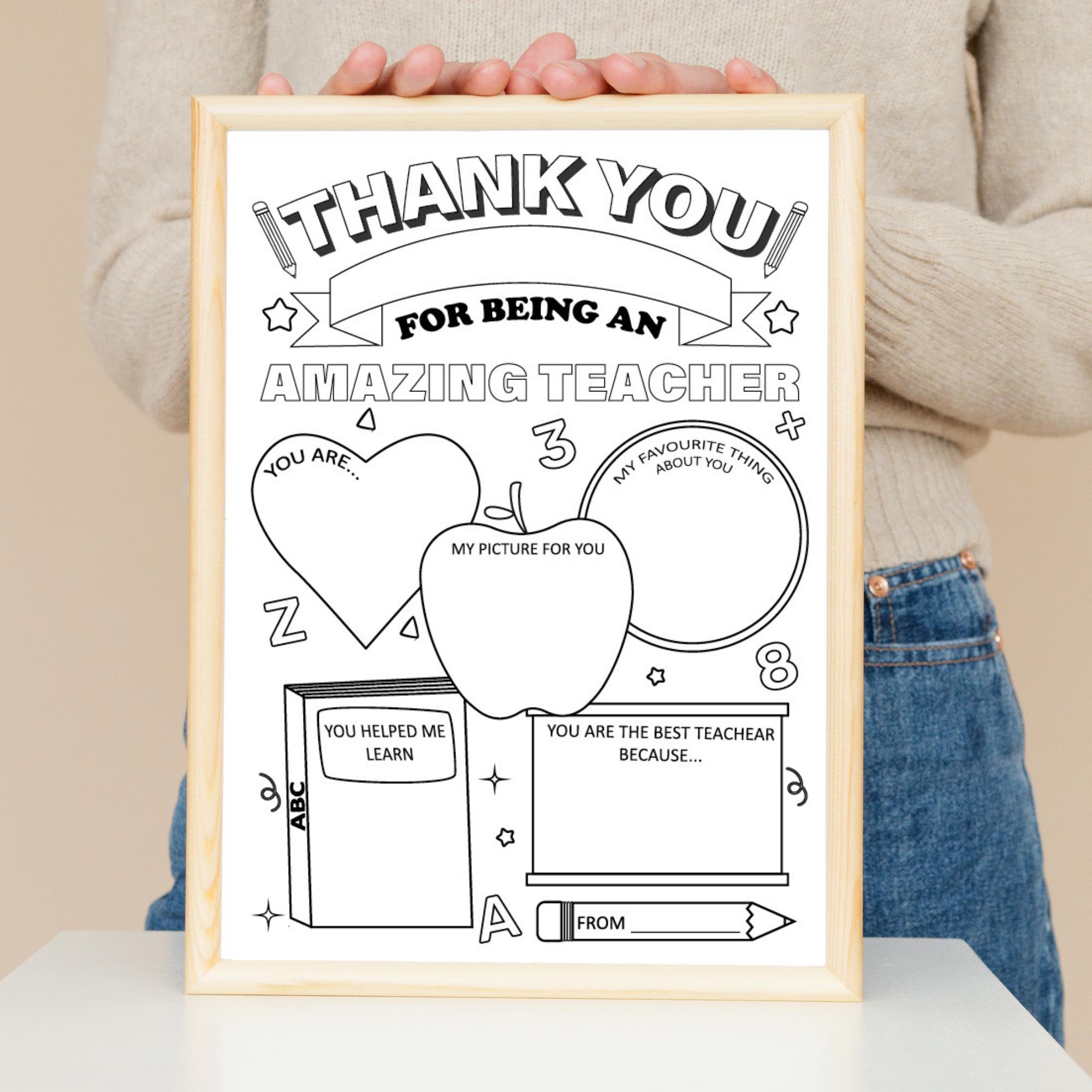 Teacher Appreciation Coloring Page: Printable Thank You Gift (PDF ...