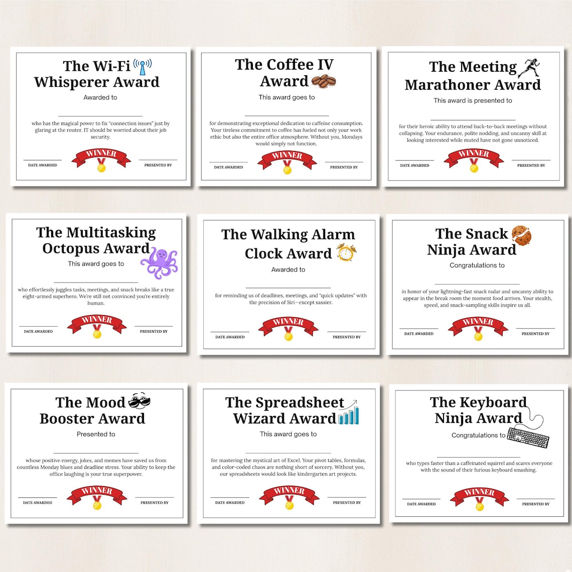 Funny Employee Appreciation Awards Certificate | Editable Funny Work ...