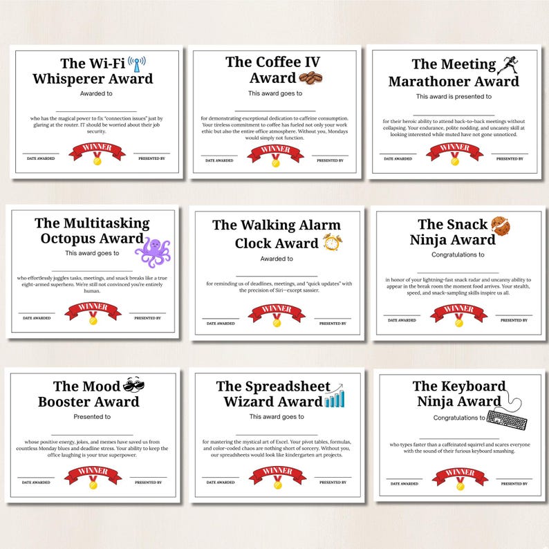 Funny Employee Appreciation Awards Certificate | Editable Funny Work ...