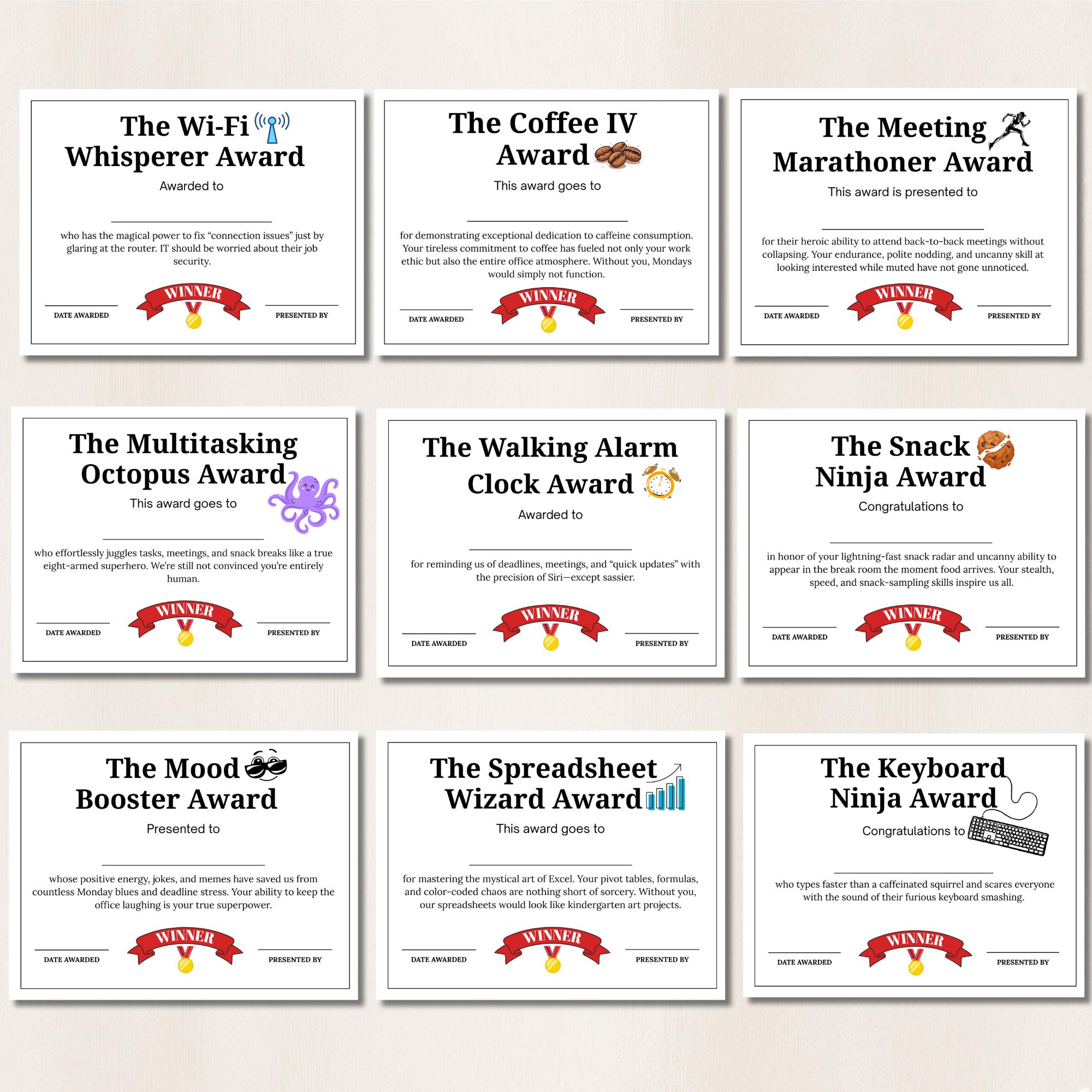 Funny Employee Appreciation Awards Certificate | Editable Funny Work ...