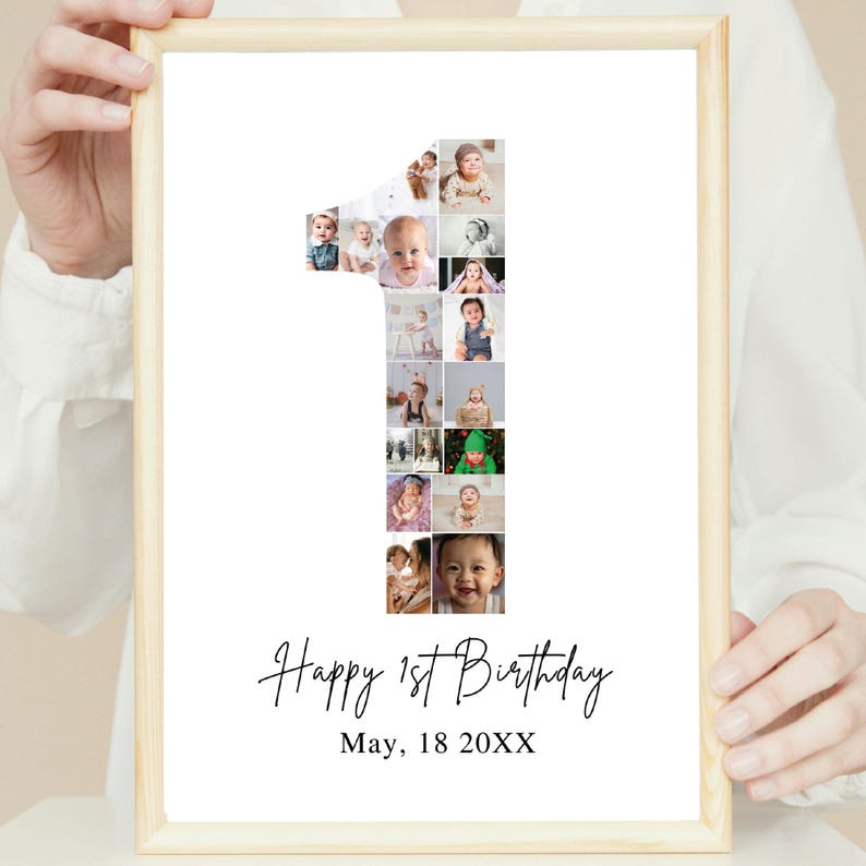Birthday Number 1 Photo Collage| Birthday Gift| First Birthday Photo ...