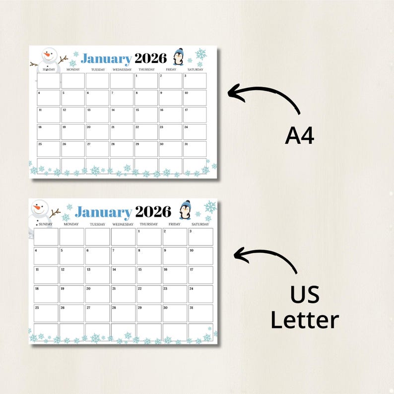 2026 Monthly Calendar Bundle | Cute Printable 2026 Planner for Kids ...