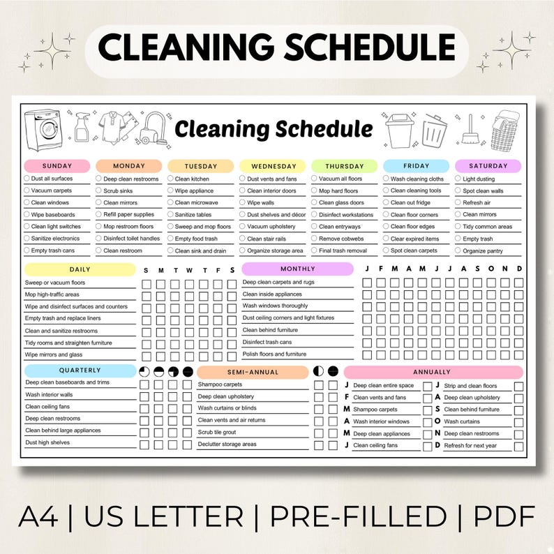 Editable Cleaning Planner | Cleaning Checklist | Schedule | ADHD ...