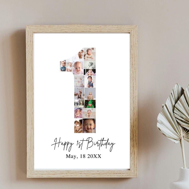 Birthday Number 1 Photo Collage| Birthday Gift| First Birthday Photo ...