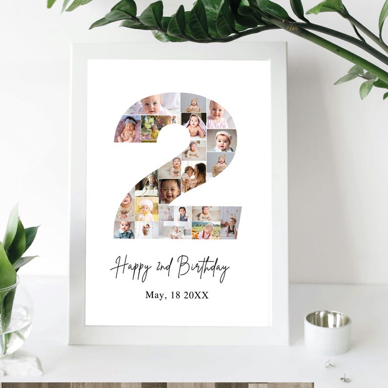 2nd Birthday Photo Collage Template | Customizable Milestone Poster ...