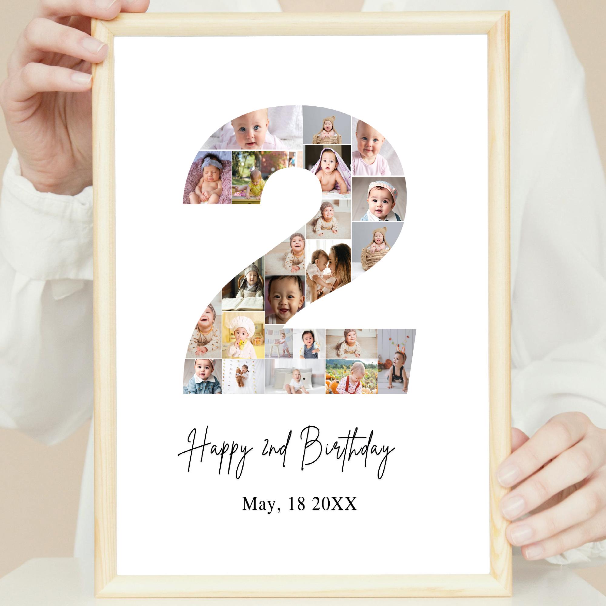 Editable Birthday Number 2 Canva Photo Collage Template | Photo ...
