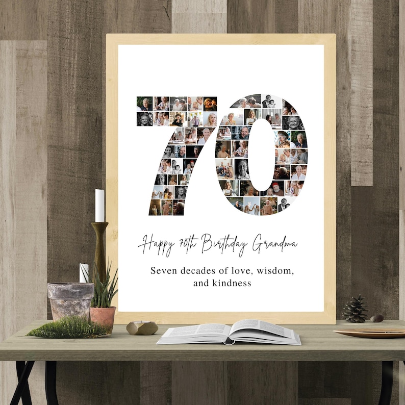 70th Birthday Photo Collage Template | Personalized 70th Birthday Gift ...