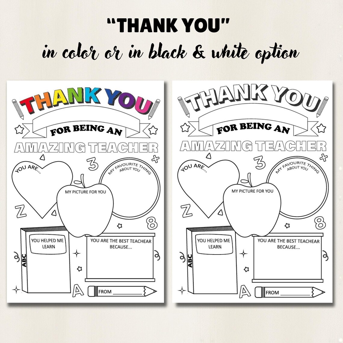 Teacher Appreciation Coloring Page: Printable Thank You Gift (PDF ...